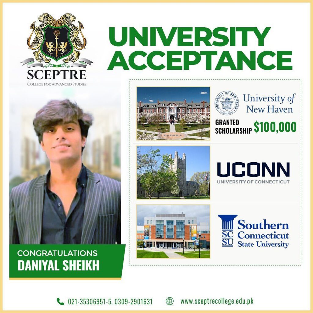 University Acceptance 2022-2023 – Sceptre College